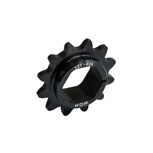 12t Steel Double Hub Sprocket (#25 Chain, 1/2" Rounded Hex Bore ...