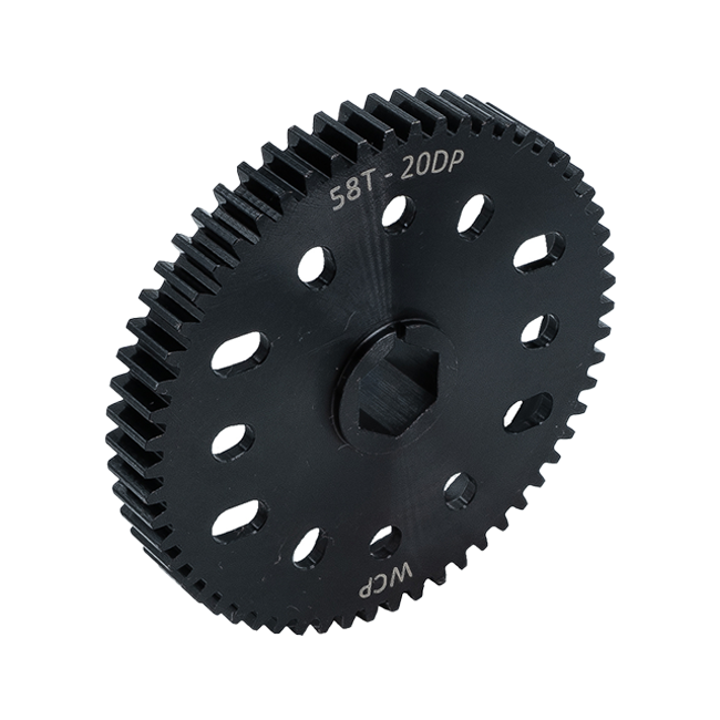 58t Pocketed Steel Spur Gear with MotionX (20 DP, 1/2" Hex Bore ...